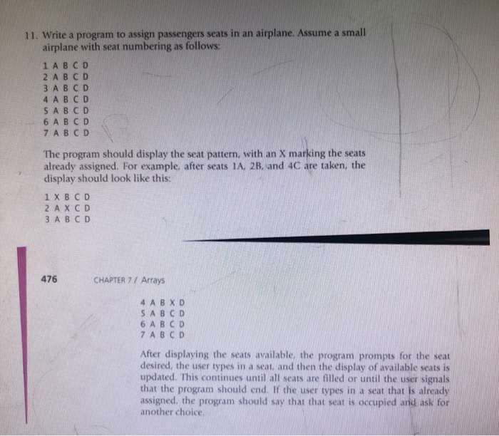 Solved 11. Write a program to assign passengers seats in an | Chegg.com