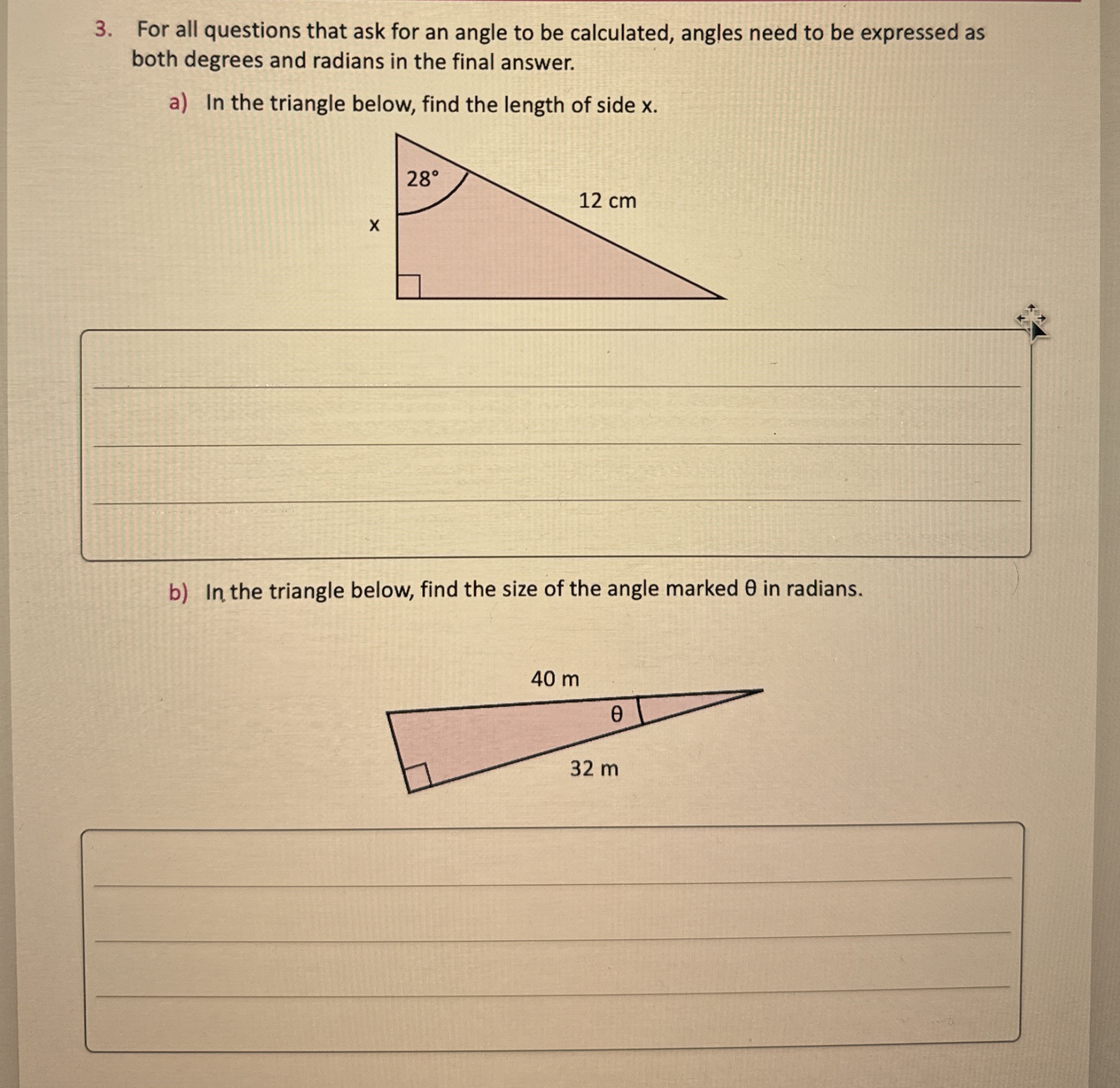 Solved For all questions that ask for an angle to be | Chegg.com