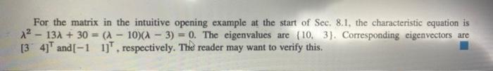 Solved For the matrix in the intuitive opening example at | Chegg.com