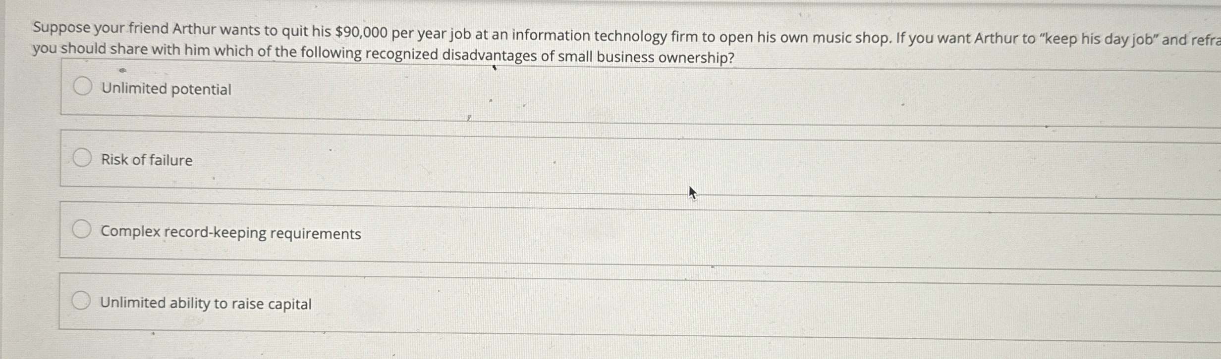 Solved Suppose your friend Arthur wants to quit his $90,000 | Chegg.com