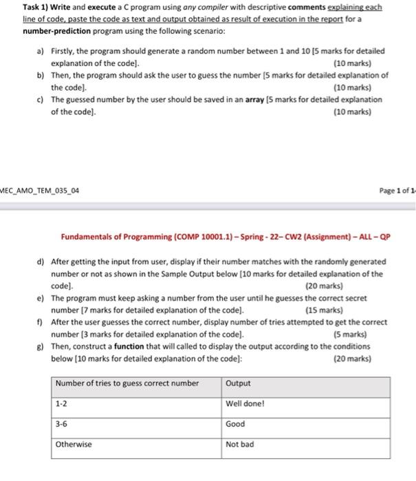 Solved Task 1) Write and execute a C program using any | Chegg.com