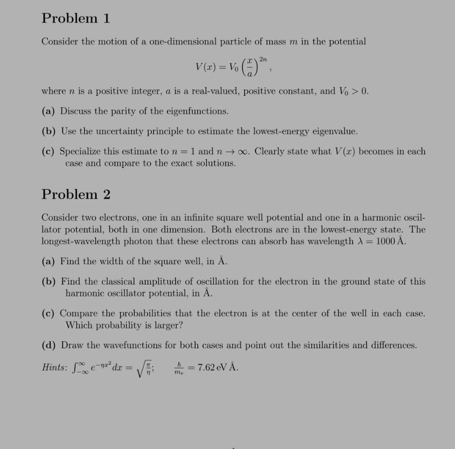 Solved Consider the motion of a one-dimensional particle of | Chegg.com