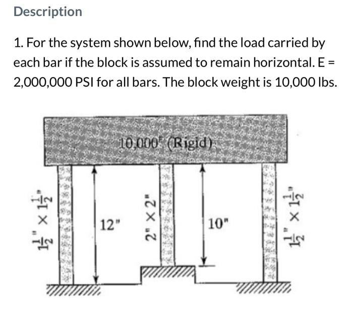 Solved 1. For the system shown below, find the load carried | Chegg.com