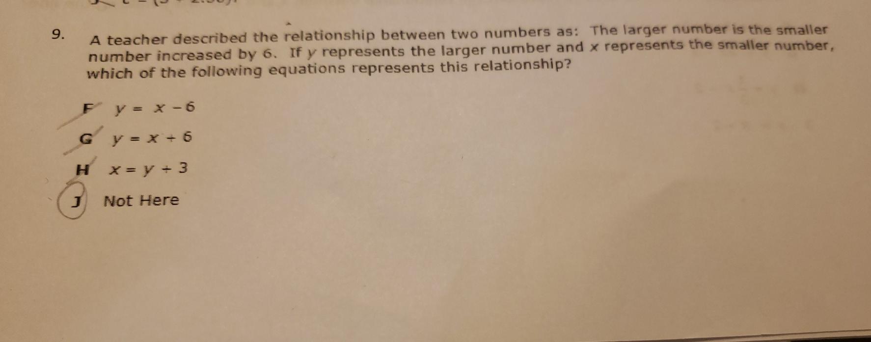 Solved 9. A teacher described the relationship between two | Chegg.com