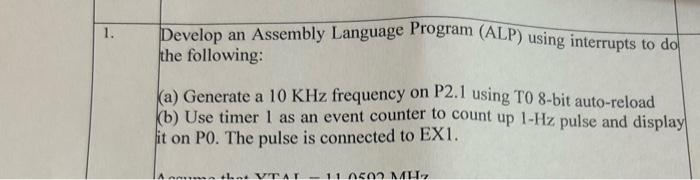 Solved Develop An Assembly Language Program Alp Using 5124