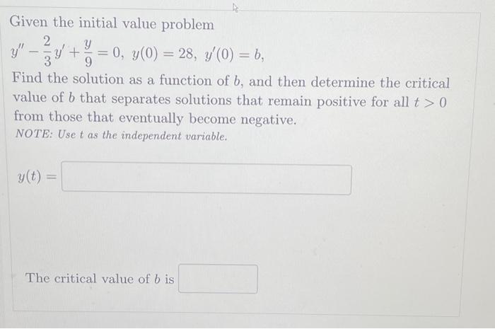 Solved Given the initial value problem 2 Y y" - y' + = 0, | Chegg.com