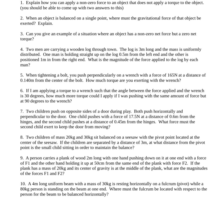 Solved 1. Explain how you can apply a non-zero force to an | Chegg.com