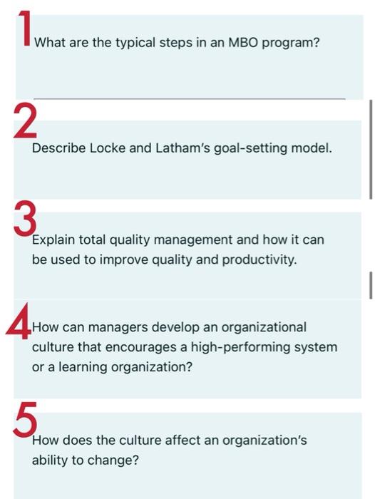 Solved What are the typical steps in an MBO program? 2 | Chegg.com