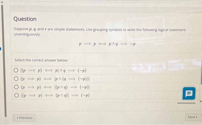 Solved 12 Suppose p, q, and r are simple statements. Use | Chegg.com