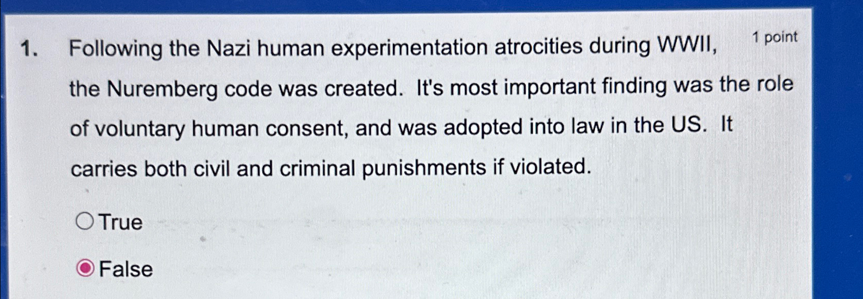 Solved Following the Nazi human experimentation atrocities | Chegg.com
