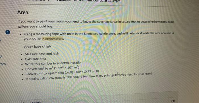 Solved If you want to paint your room, you need to know the | Chegg.com