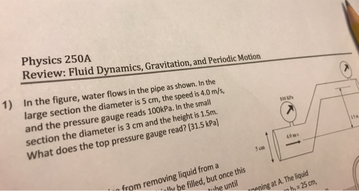 Solved Physics 250A Review: Fluid Dynamics, Gravitation, and | Chegg.com