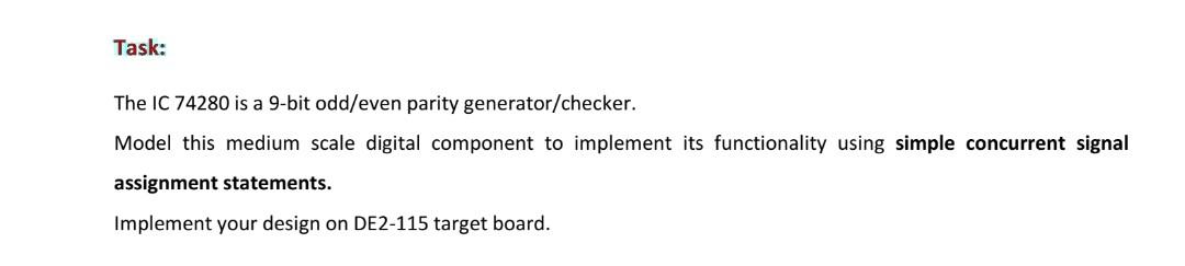 Solved I want code for this IC74280 by using concurrent | Chegg.com