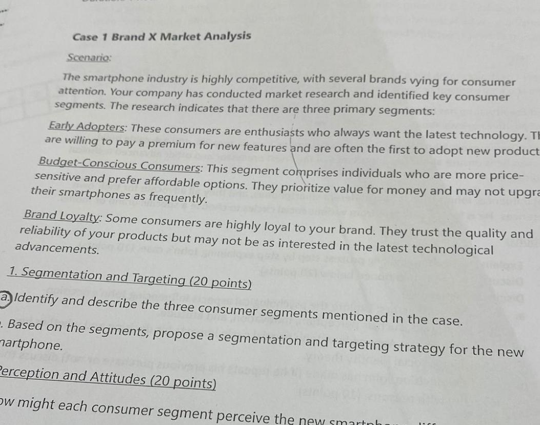 Solved Case 1 ﻿Brand X Market AnalysisScenario:The | Chegg.com