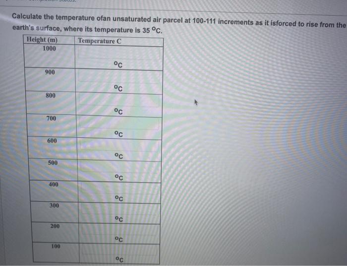 Solved Calculate the temperature ofan unsaturated air parcel | Chegg.com