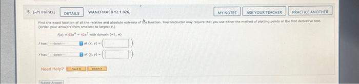 Solved Find the exact location of all the relative and | Chegg.com