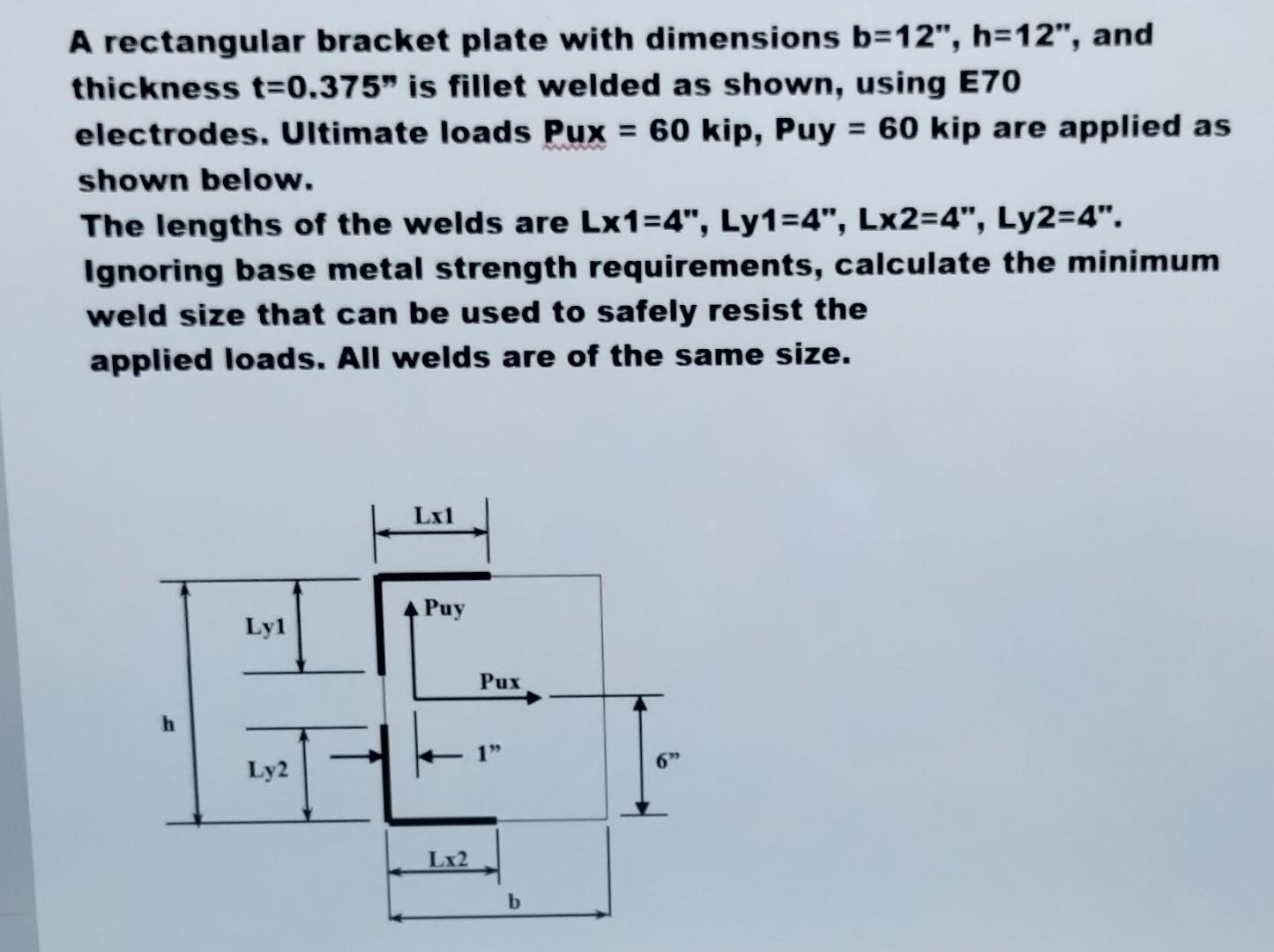 Solved A rectangular bracket plate with dimensions | Chegg.com