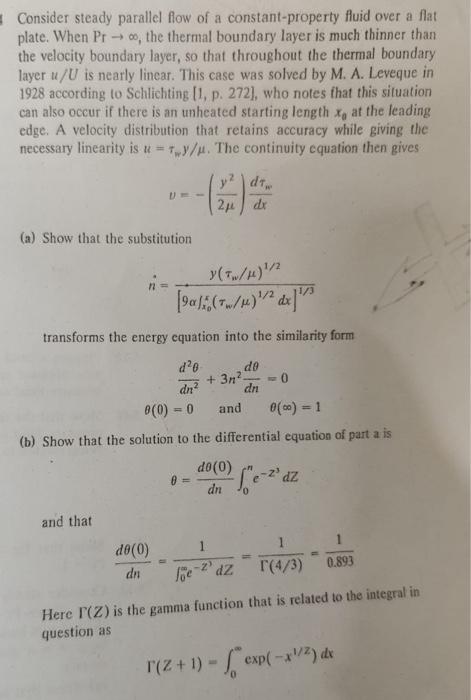 Consider steady parallel flow of a constant-property | Chegg.com