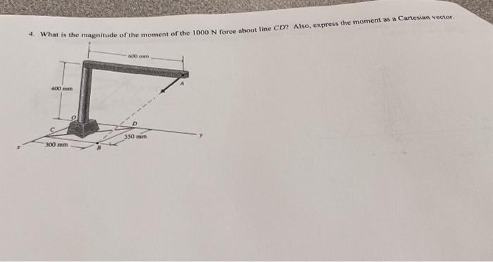 Solved 4. What is the magnitude of the moment of the 1000 N | Chegg.com