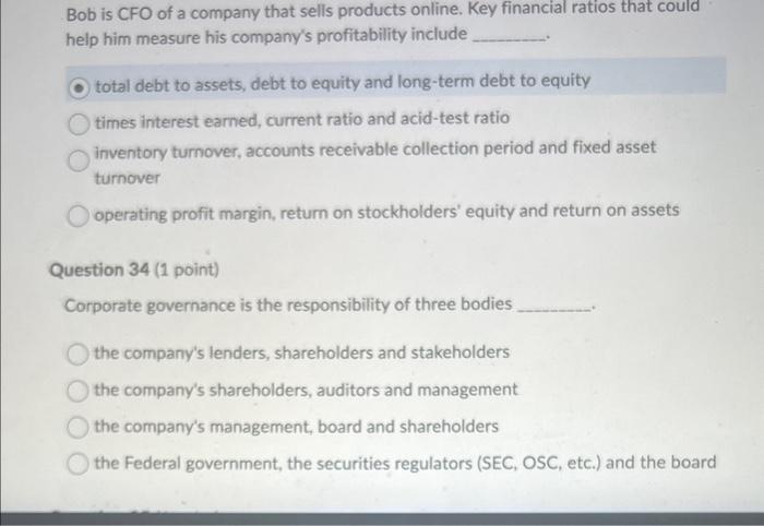 Solved Bob is CFO of a company that sells products online. | Chegg.com