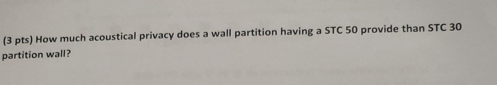 Solved (3 pts) How much acoustical privacy does a wall | Chegg.com