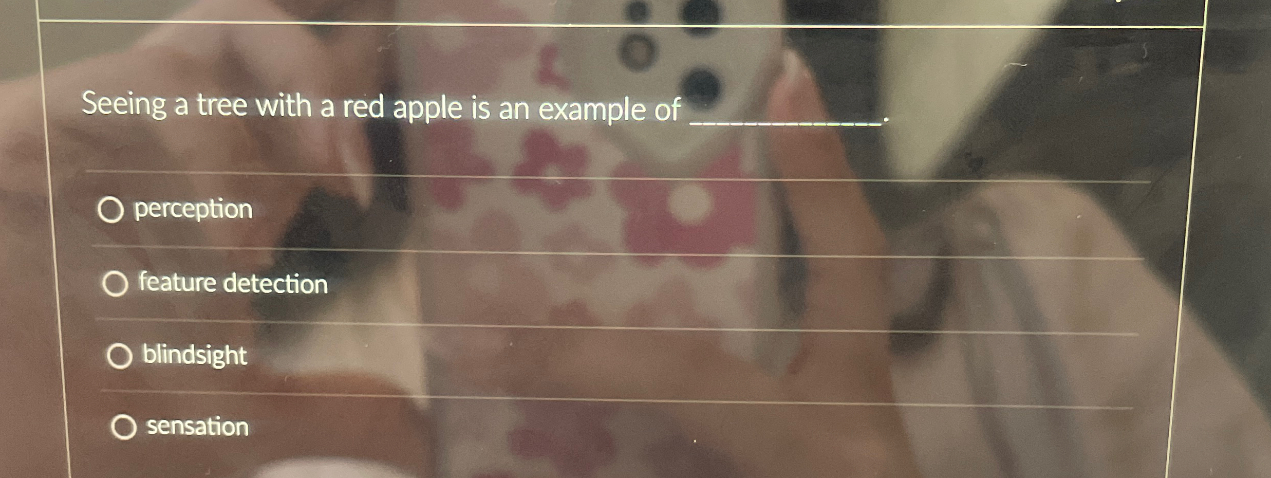 Solved Seeing a tree with a red apple is an example of | Chegg.com