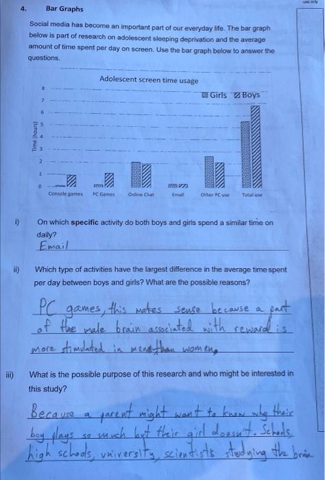 Solved 4. Bar Graphs Social modia has become an important | Chegg.com