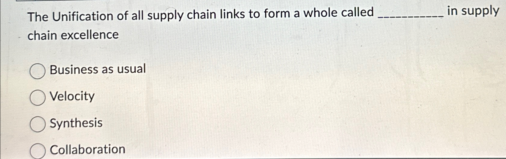 Solved The Unification of all supply chain links to form a | Chegg.com