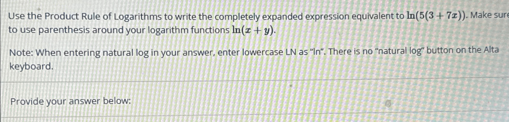 Use the Product Rule of Logarithms to write the | Chegg.com