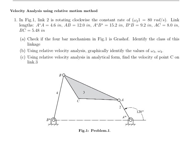 Solved Velocity Analysis using relative motion method 1. In | Chegg.com
