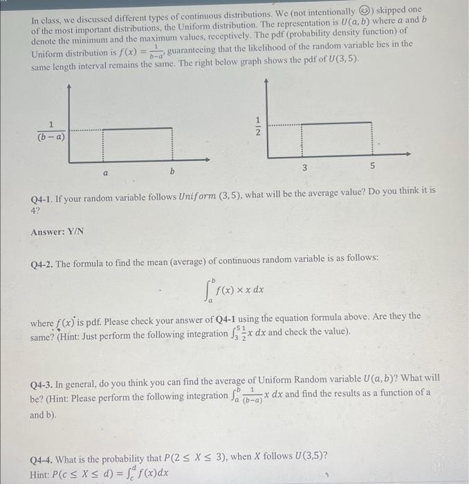 Solved In class, we discussed different types of continuous | Chegg.com