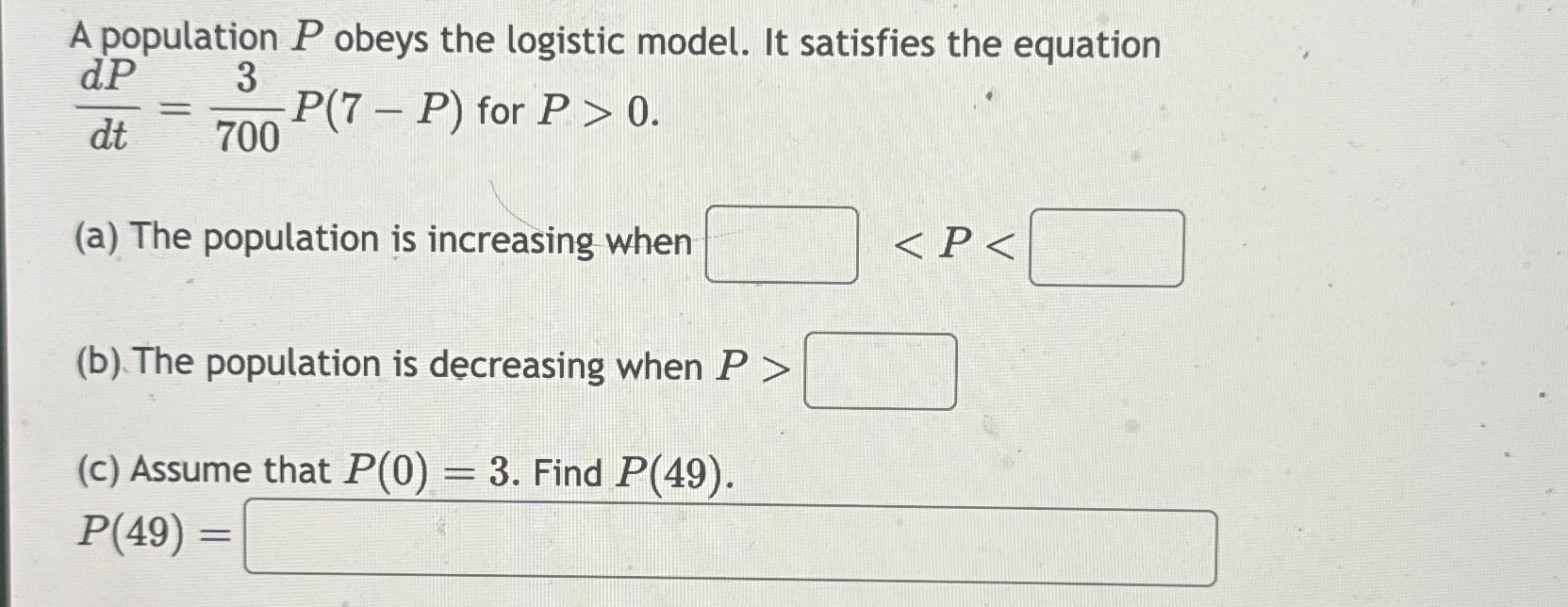 Solved A population P ﻿obeys the logistic model. It | Chegg.com