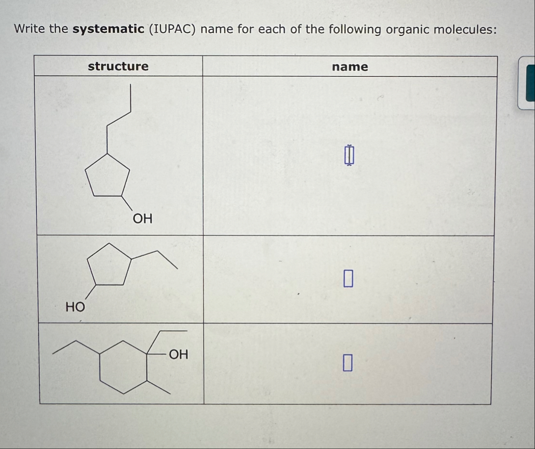 Solved Write the systematic (IUPAC) ﻿name for each of the | Chegg.com