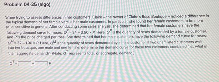 Solved When trying to assess differences in her customers, | Chegg.com