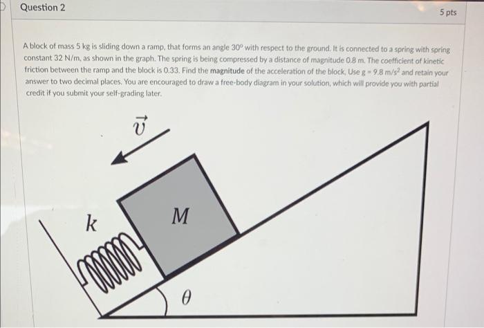 Solved A block of mass 5 kg is sliding down a ramp, that | Chegg.com