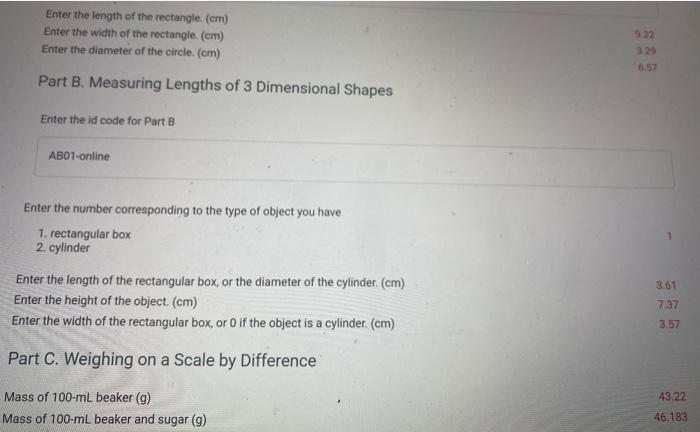Solved Enter the length of the rectangle (cm) Enter the | Chegg.com