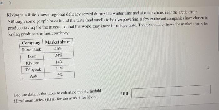 Solved 10 Kiviaq is a little known regional delicacy served | Chegg.com
