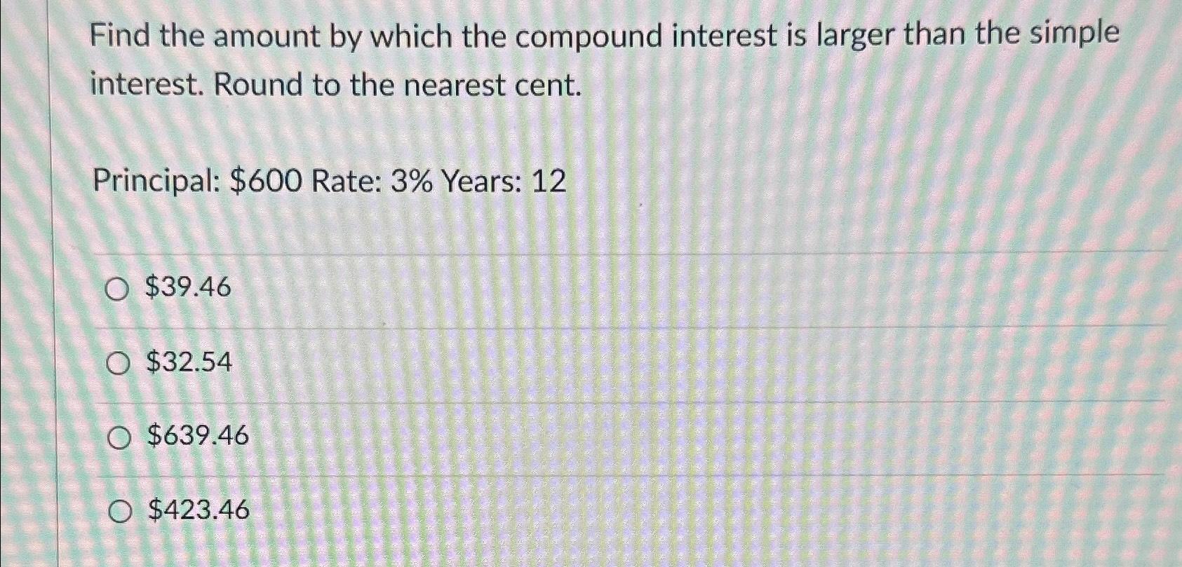 Solved Find the amount by which the compound interest is | Chegg.com