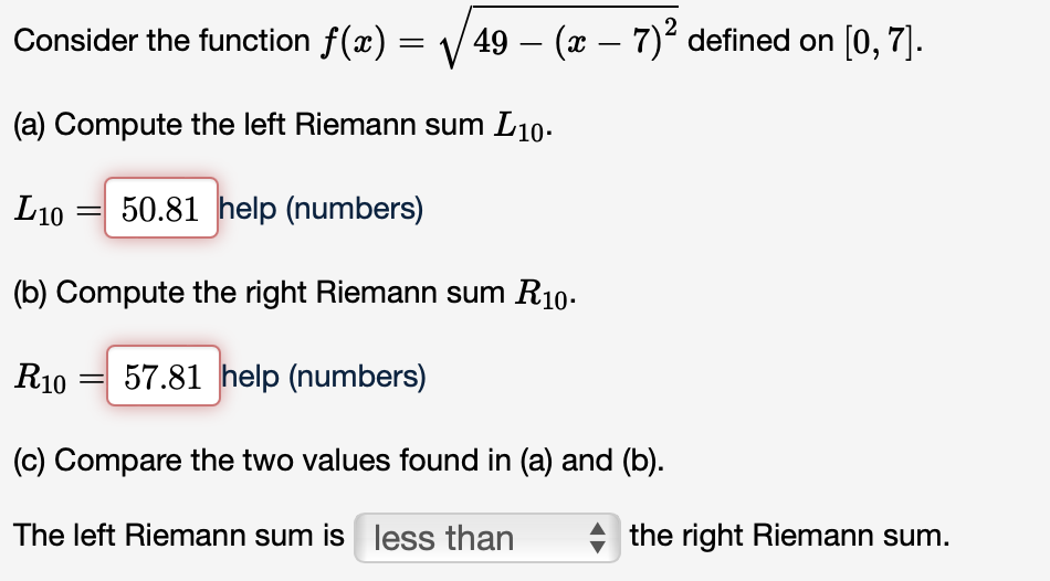 Solved Consider the function f(x)=49-(x-7)22 ﻿defined on | Chegg.com
