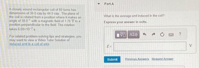 Solved A closely wound rectangular coil of 80 turns has | Chegg.com