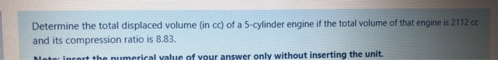 Solved Determine the total displaced volume (in cc) of a | Chegg.com