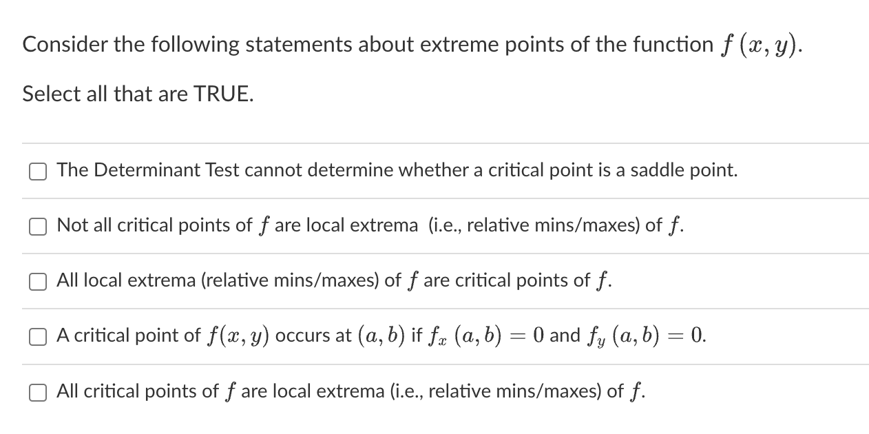 Solved Consider the following statements about extreme | Chegg.com