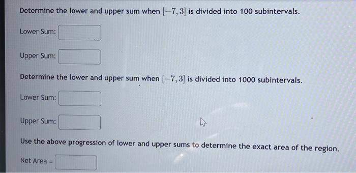 Solved Find the general lower and upper sums (in terms of n | Chegg.com