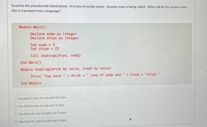 Solved In the following pseudocode, what is the scope of the | Chegg.com