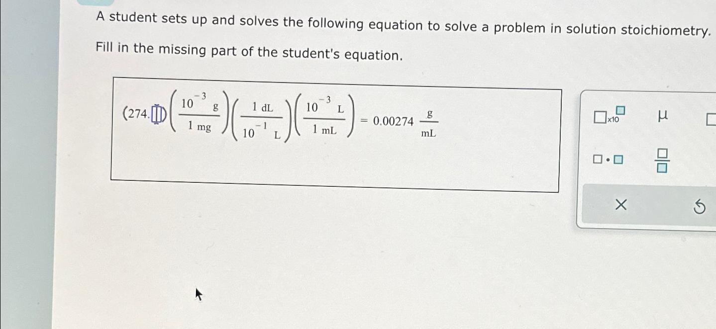 Solved A student sets up and solves the following equation | Chegg.com