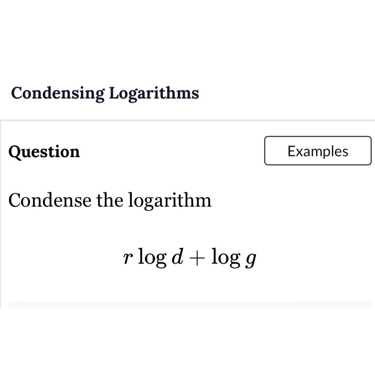 Solved Condensing LogarithmsQuestionCondense the | Chegg.com
