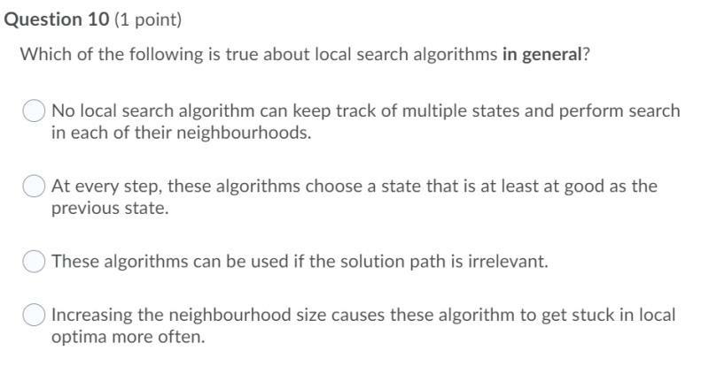 Solved Question 10 (1 point) Which of the following is true | Chegg.com