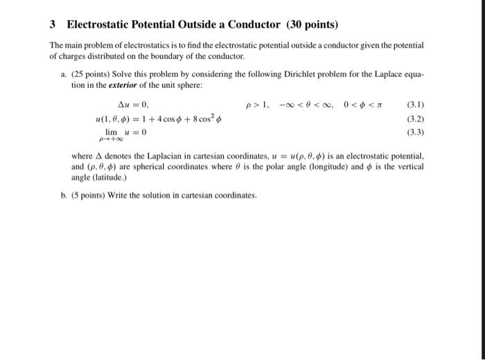 Solved 3 Electrostatic Potential Outside a Conductor (30 | Chegg.com