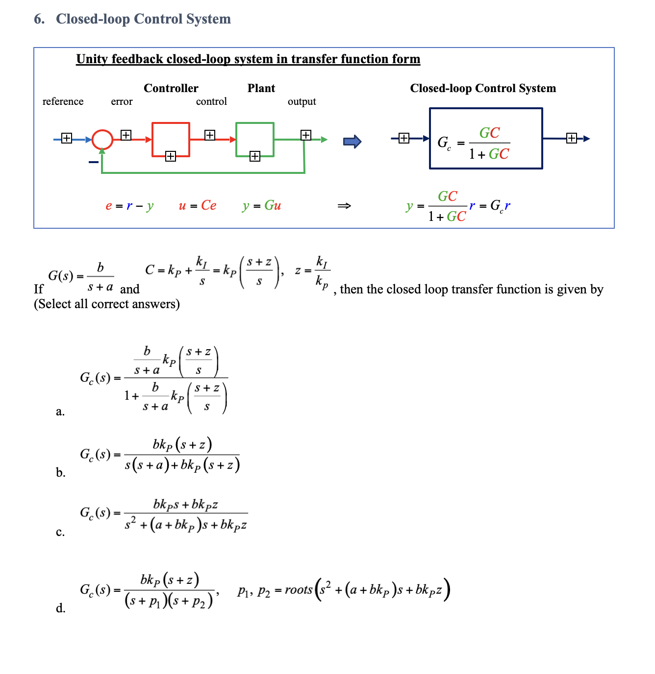Solved Closed-loop Control SystemUnity feedback closed-loop | Chegg.com