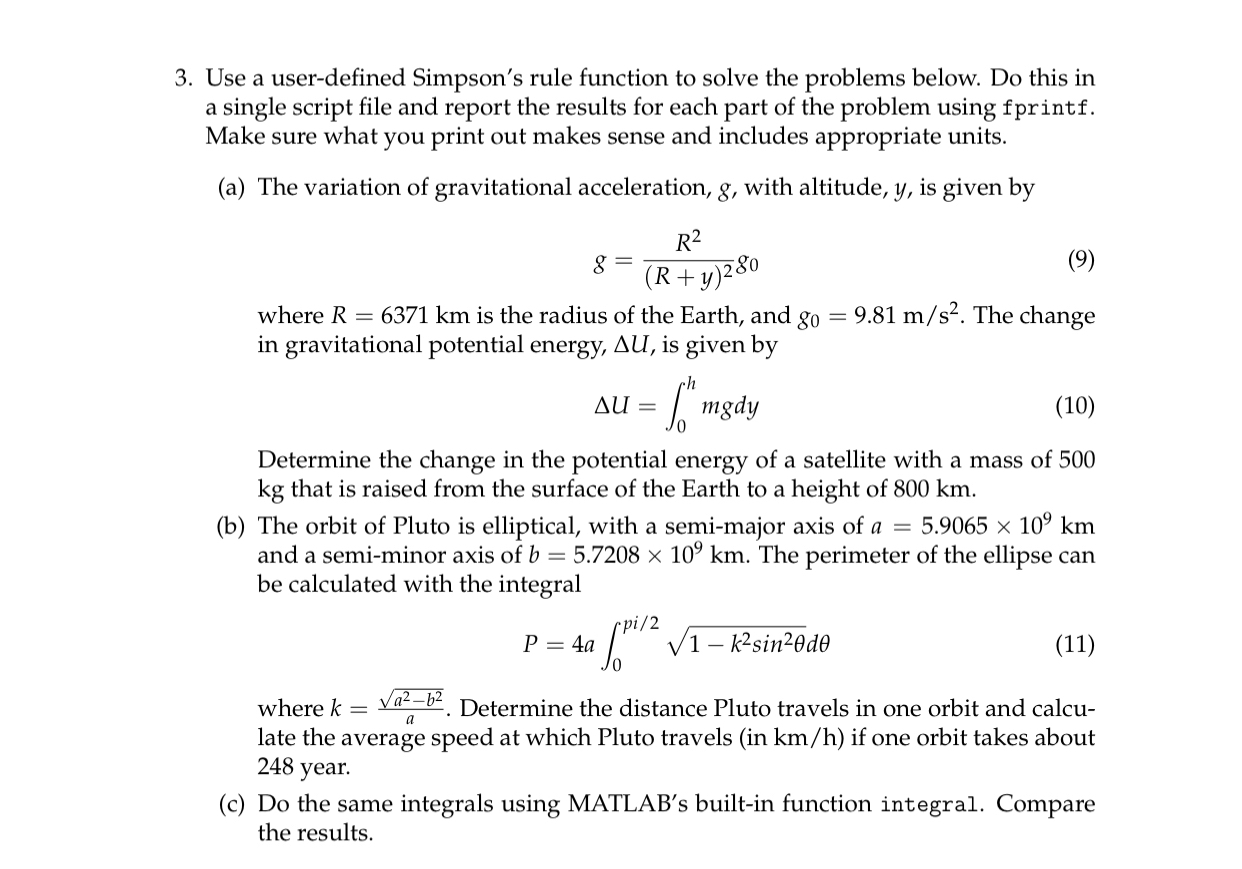 Solved Use a user-defined Simpson's rule function to solve | Chegg.com